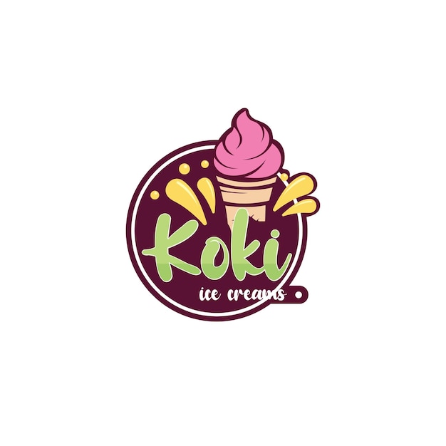 Vibrant Koki Ice Cream Logo with Playful Design | Jiffy Designs