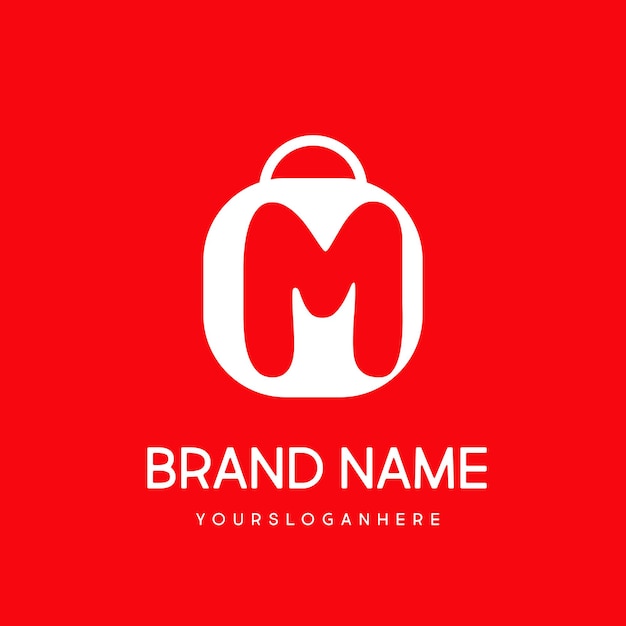 Minimalist red and white brand logo with letter M | Jiffy Designs