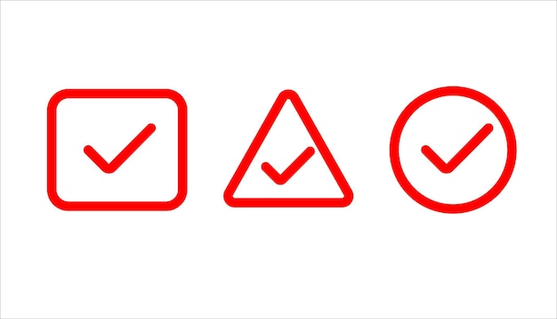 Vibrant Red Checkmark Symbols in Geometric Shapes | Jiffy Designs