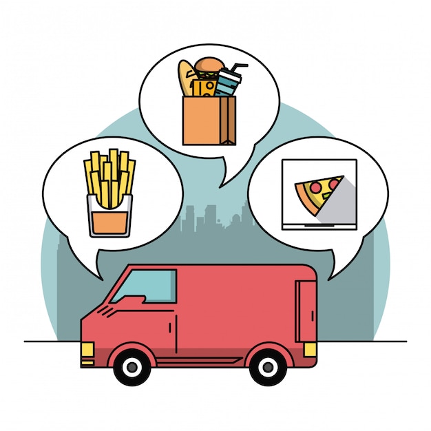 Fast Food Delivery Service Illustration with Snack Icons | Jiffy Designs