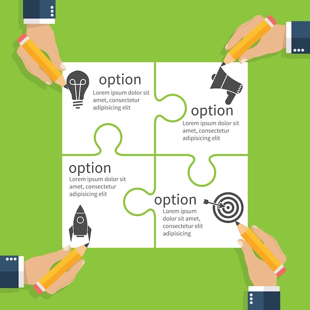 Collaborative Puzzle Pieces with Creative Symbols and Hands | Jiffy Designs