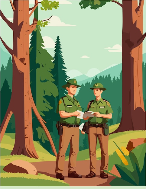 Dedicated Forest Rangers Patrolling the Lush Wilderness | Jiffy Designs