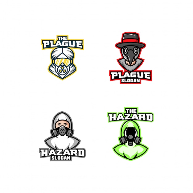 Plague-themed Badges with Stylized Hazmat Suit Icons | Jiffy Designs