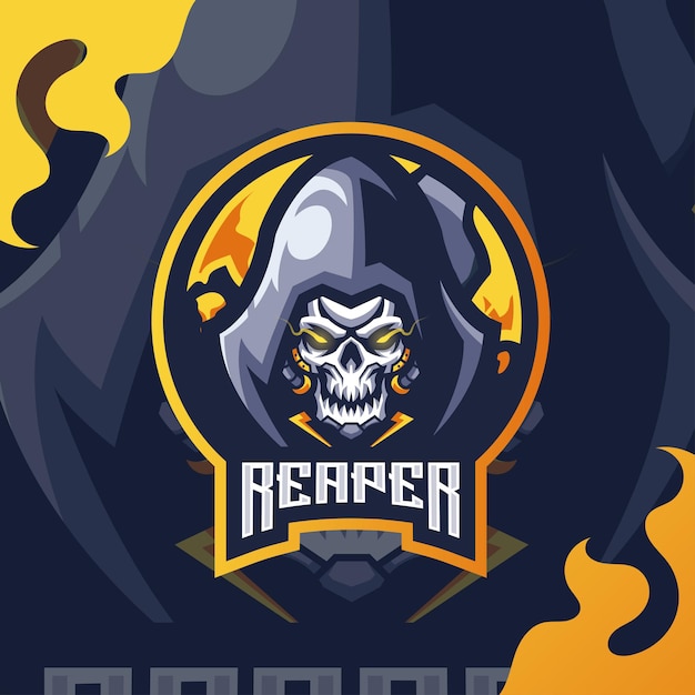 Menacing Grim Reaper Emblem in Dramatic Monochrome | Jiffy Designs