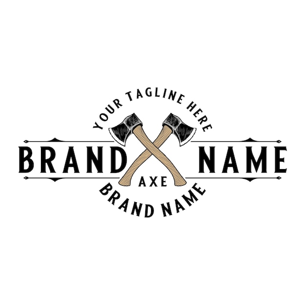 Rugged Axe Emblem with Customizable Brand Name | Jiffy Designs