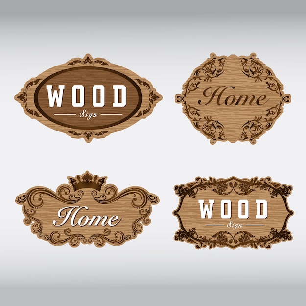 Elegant Wooden Emblem Collection with Ornate Frames | Jiffy Designs