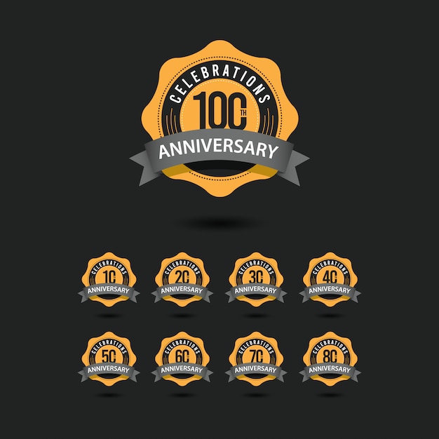 Elegant Golden Anniversary Celebration Badges with Ribbon Accents ...