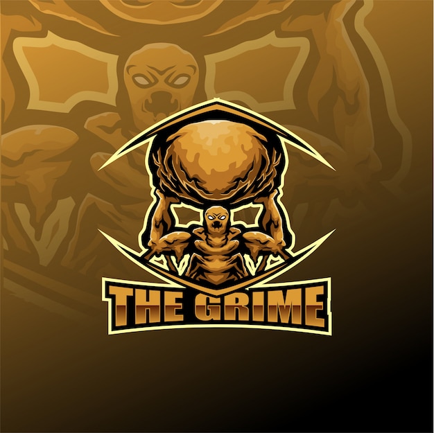 Menacing Alien Creature Emblem with Ominous Tribal Symbols | Jiffy Designs