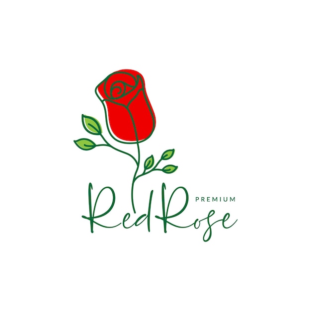 Stylized Red Rose Illustration with Premium Wordmark | Jiffy Designs