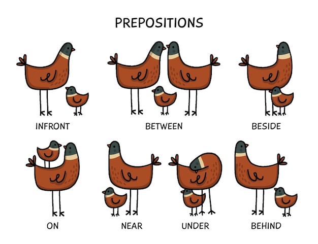 Charming Illustrated Birds Depicting Prepositions of Place | Jiffy Designs