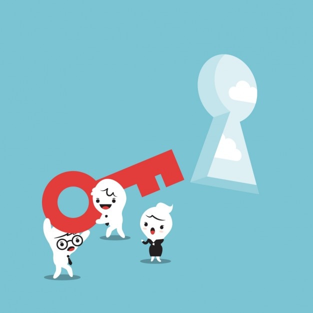 Playful Stick Figure Characters with Key and Keyhole Illustration ...