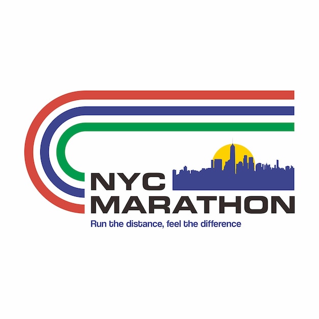 Colorful NYC Marathon Logo with Skyline Silhouette | Jiffy Designs