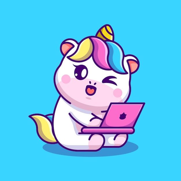 Adorable Unicorn Typing Enthusiastically on Laptop | Jiffy Designs