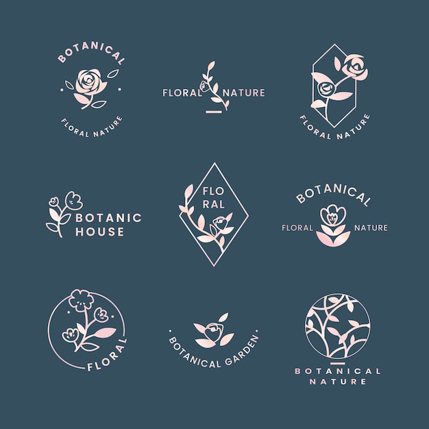 Elegant Floral Emblem Collection Featuring Botanical Designs | Jiffy ...