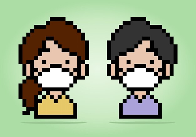 Charming Pixel Art Figures with Diverse Hairstyles and Expressions ...
