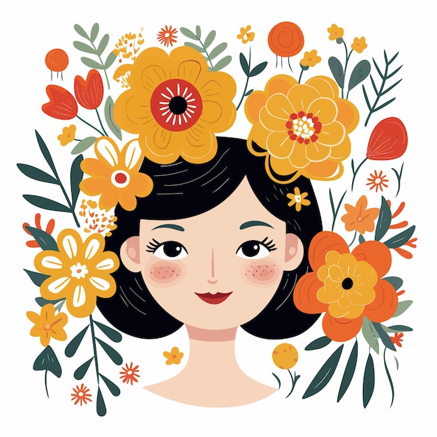 Vibrant Floral Portrait of a Smiling Woman with Flowers | Jiffy Designs