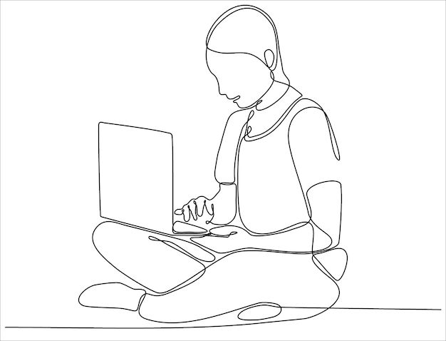 Minimalist Sketch of Person Using Laptop | Jiffy Designs