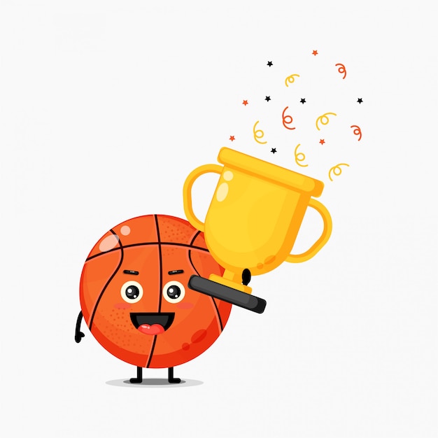 Triumphant Basketball Character Celebrates Victory with Trophy | Jiffy ...