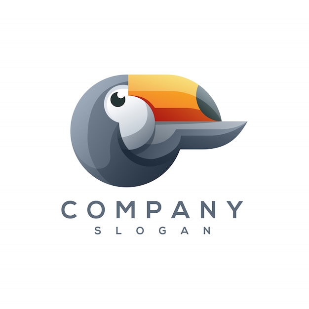 Stylized Toucan Bird Logo with Company Slogan Wordmark | Jiffy Designs