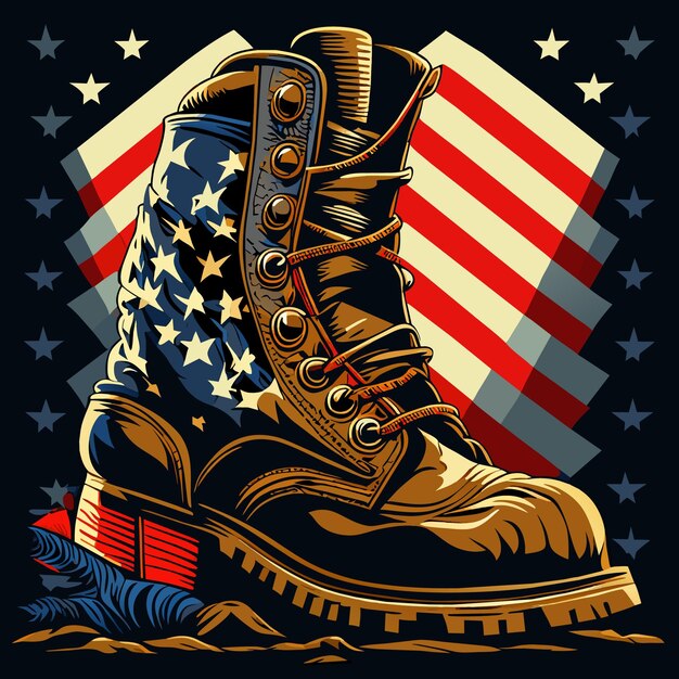 Patriotic Rugged Boots Emblazoned with American Flag | Jiffy Designs
