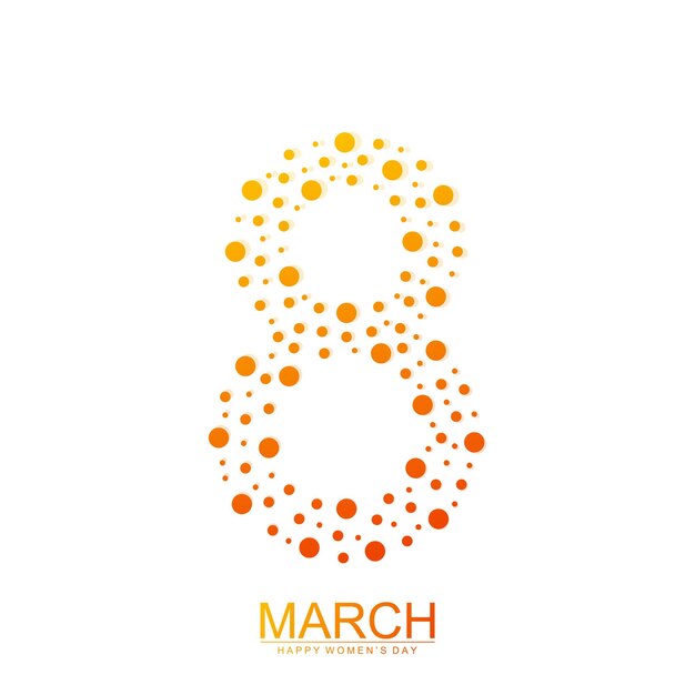 March 8 Formed by Orange and Yellow Dots Illustration | Jiffy Designs