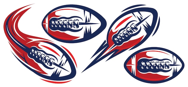 Stylized American Football Shapes in Red, White, and Blue | Jiffy Designs