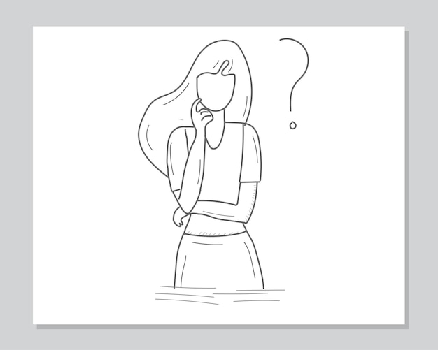 Thoughtful Person in Minimalist Line Drawing Style | Jiffy Designs