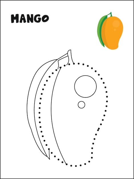 Vibrant Mango Illustration with Dotted Outline | Jiffy Designs
