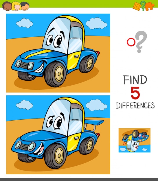Cheerful Cartoon Car Spot the Difference | Jiffy Designs