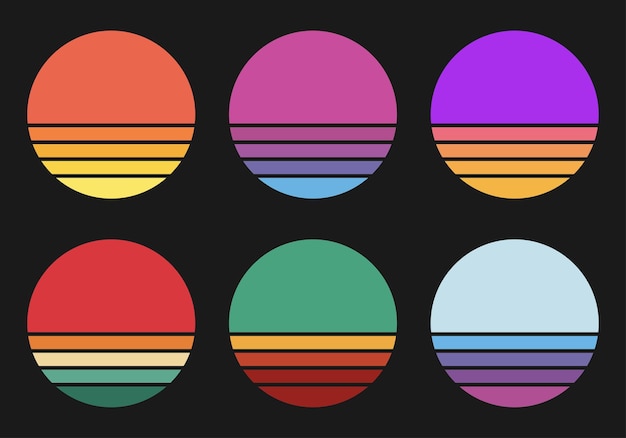 Vibrant Retro-Inspired Sunset Gradient Graphic Collection | Jiffy Designs