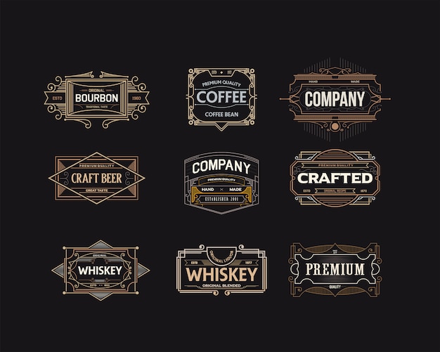 Vintage Decorative Frames and Labels for Bourbon, Coffee, and Whiskey ...