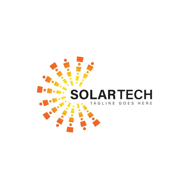 Vibrant Solar Tech Logo with Radiant Rays | Jiffy Designs