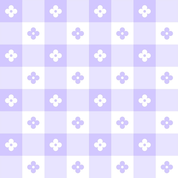 Lilac Gingham Pattern with White Floral Accents | Jiffy Designs