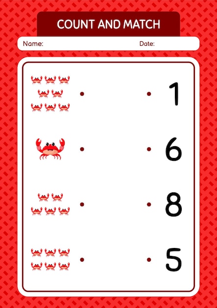 Vibrant Crab Count and Match Activity Sheet | Jiffy Designs