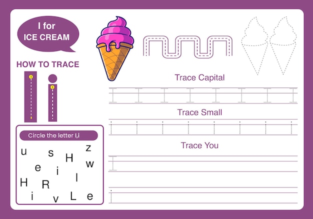 Vibrant Ice Cream Tracing Worksheet with Whimsical Typography | Jiffy ...