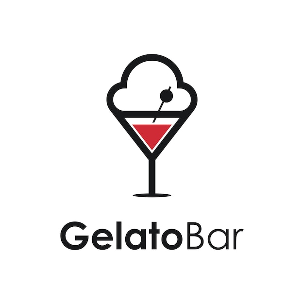 Elegant Gelato Bar Logo with Stylized Cloud and Cocktail Glass | Jiffy ...