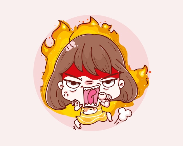 Fiery Temper: Cartoon Character Expressing Intense Emotion | Jiffy Designs