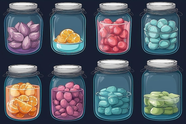 Vibrant Assortment of Preserved Fruits and Candies in Jars | Jiffy Designs