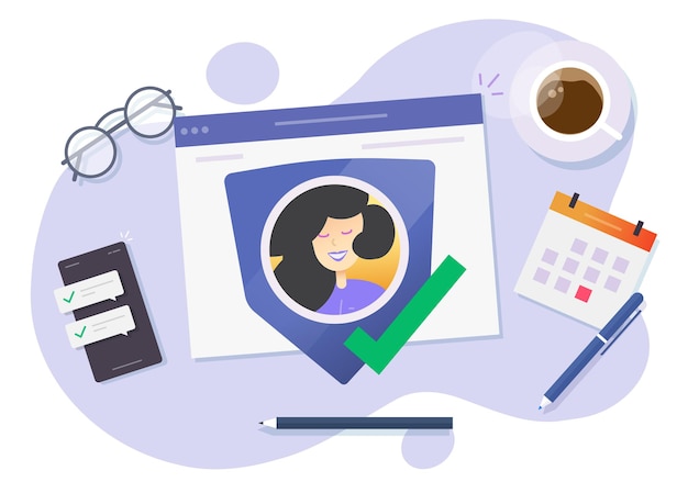 Vibrant Illustration of a Smiling Woman on a Computer Screen | Jiffy ...