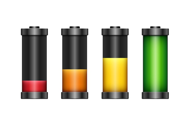 Vibrant Battery Icon Collection Showcasing Power Levels | Jiffy Designs