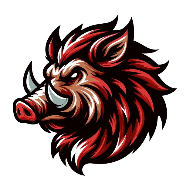 Fierce Crimson Boar Emblem with Fierce Expression | Jiffy Designs