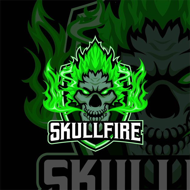 Fierce Flaming Skull Emblem with 'Skullfire' Text | Jiffy Designs
