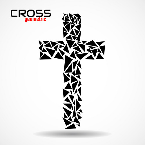 Christian Cross Of Triangles. Religious Symbol. Vector Illustration ...