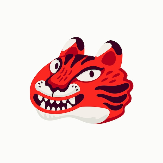Ferocious Red Dragon Head with Fierce Expression | Jiffy Designs