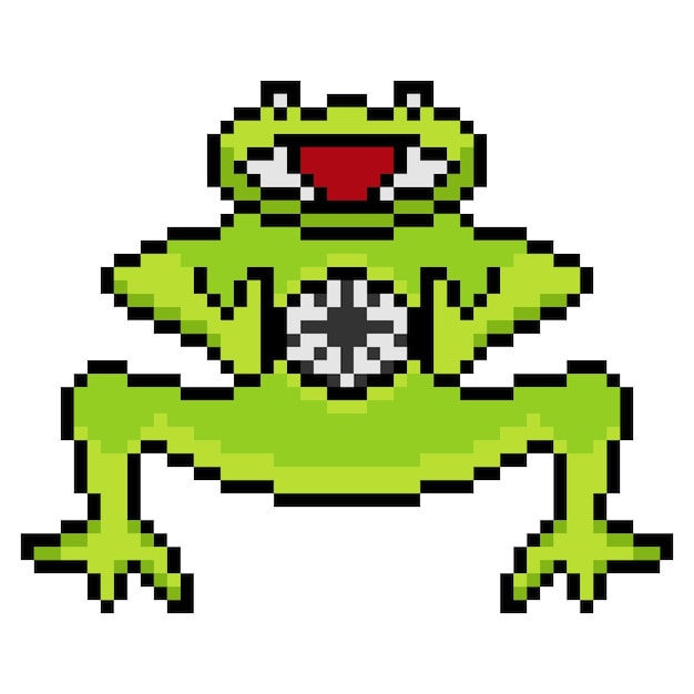 Vibrant Pixel Art Frog with Expressive Eyes and Mouth | Jiffy Designs