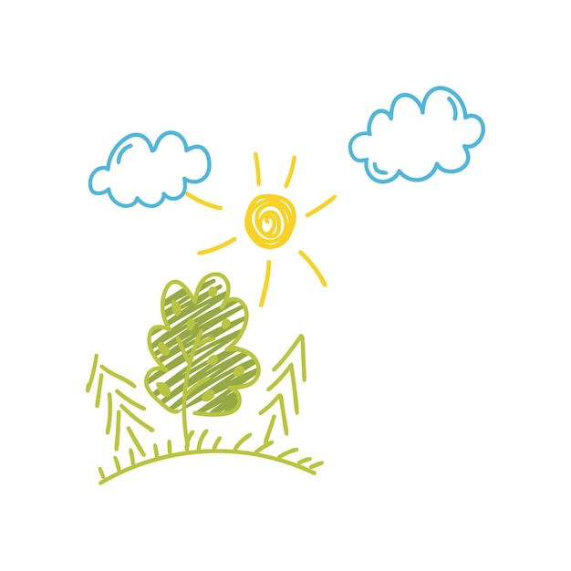 Vibrant Childlike Drawing of Sunny Landscape | Jiffy Designs