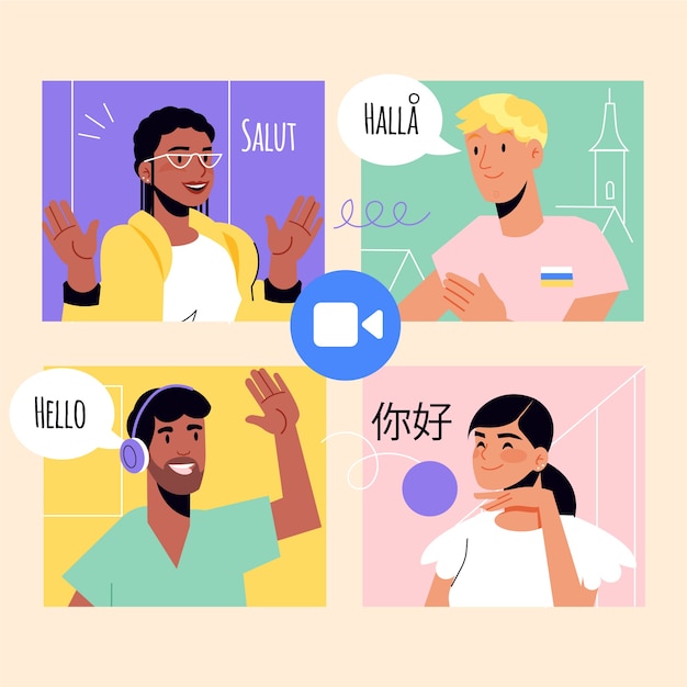 Diverse Greetings and Gestures in Vibrant Illustration Collection ...