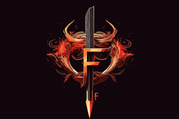 Fiery Sword and Flaming Sigil on Dark Background | Jiffy Designs