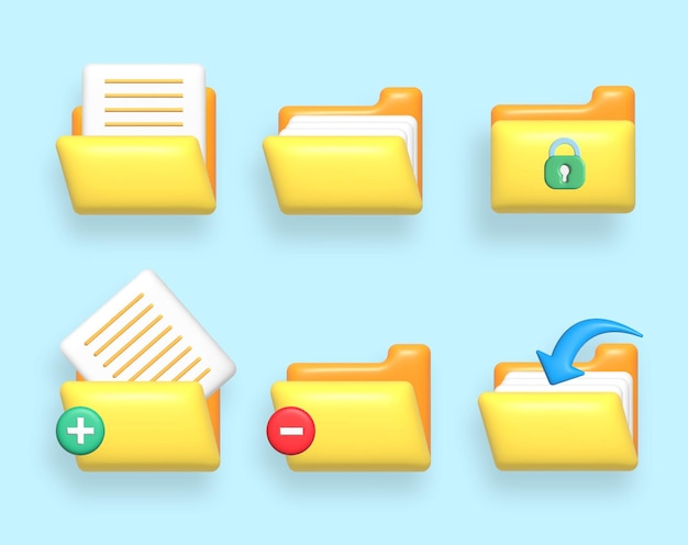 Vibrant Folder Icons with Diverse File Management Symbols | Jiffy Designs