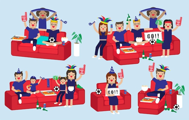 Vibrant Collection of Animated Soccer Fans Cheering on Their Team ...